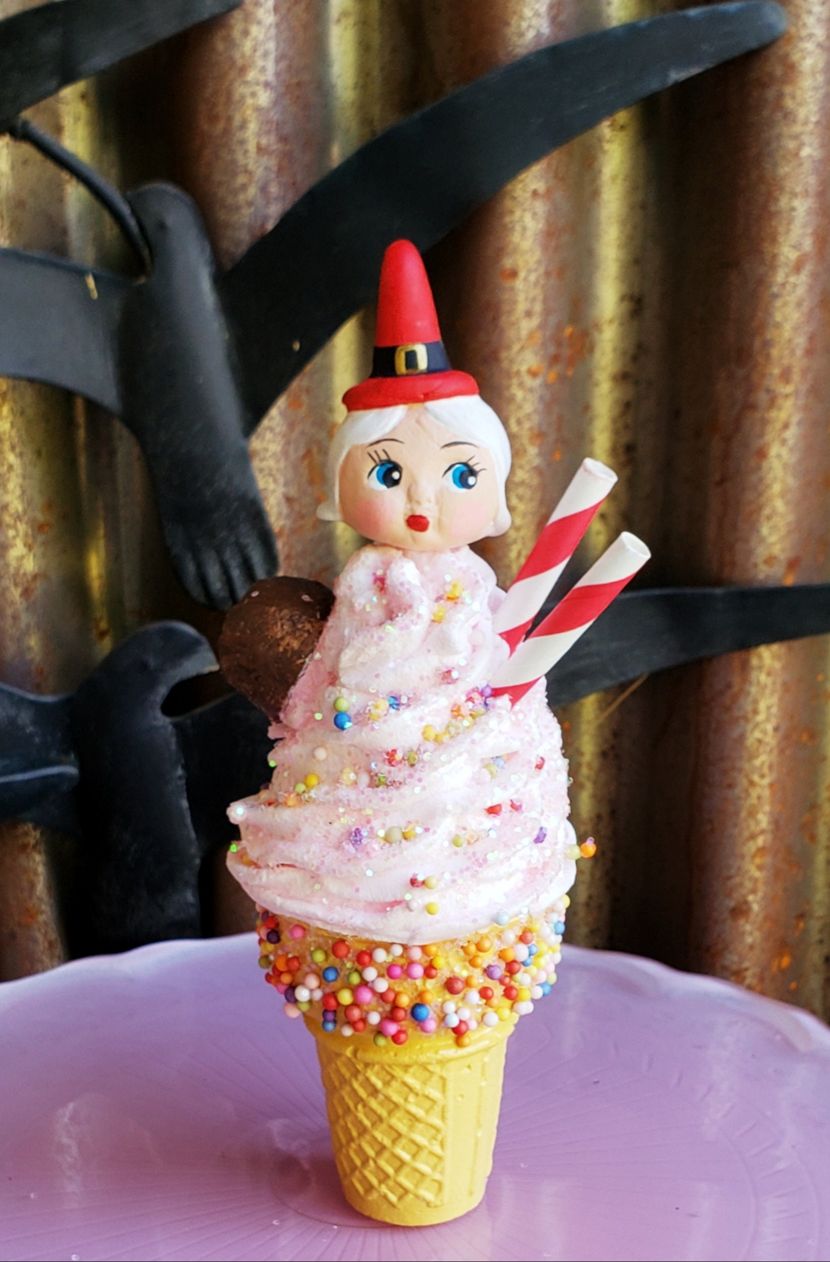 Halloween Witch Ice Cream Cone. Halloween Decor | Etsy