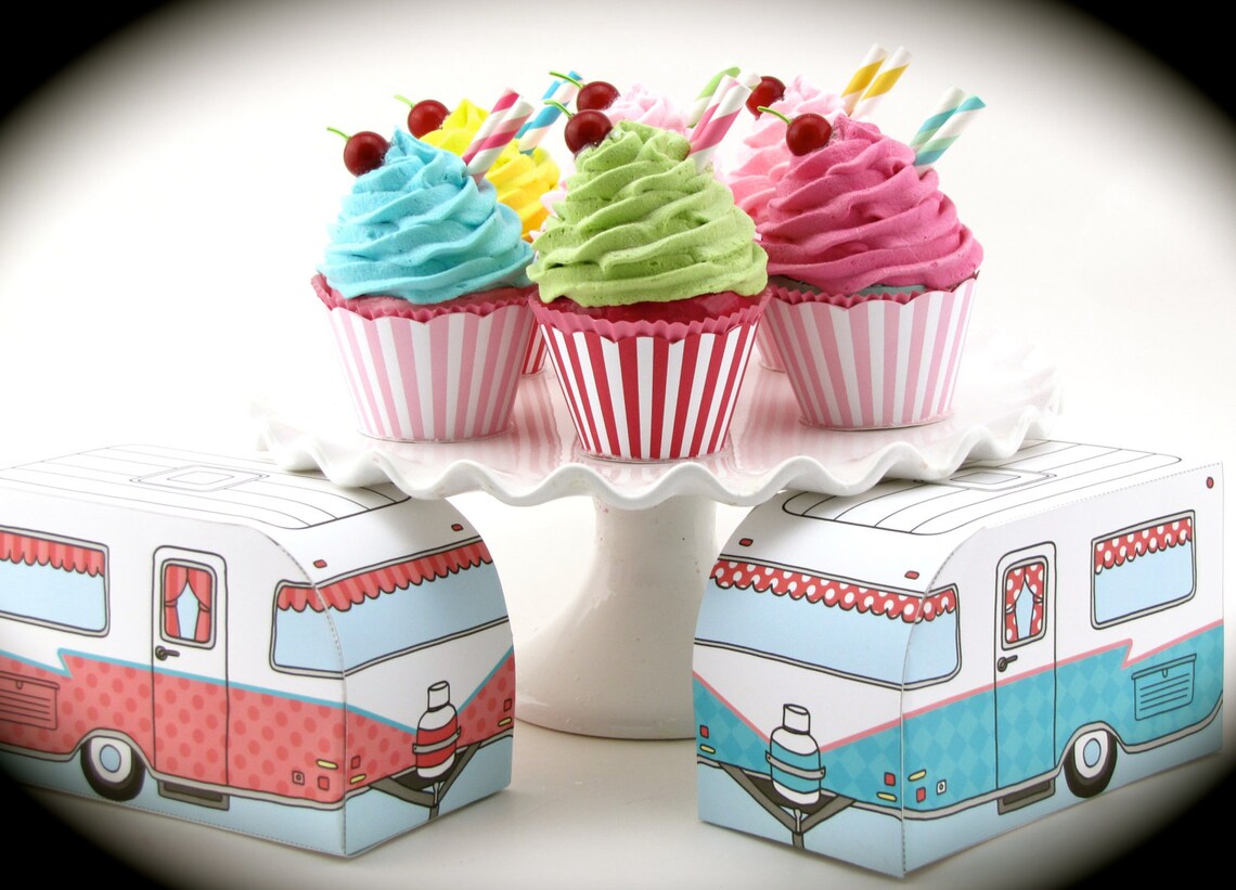 Fake Cupcake & Retro Inspired Travel Trailer Gift Box Set "glamping ...