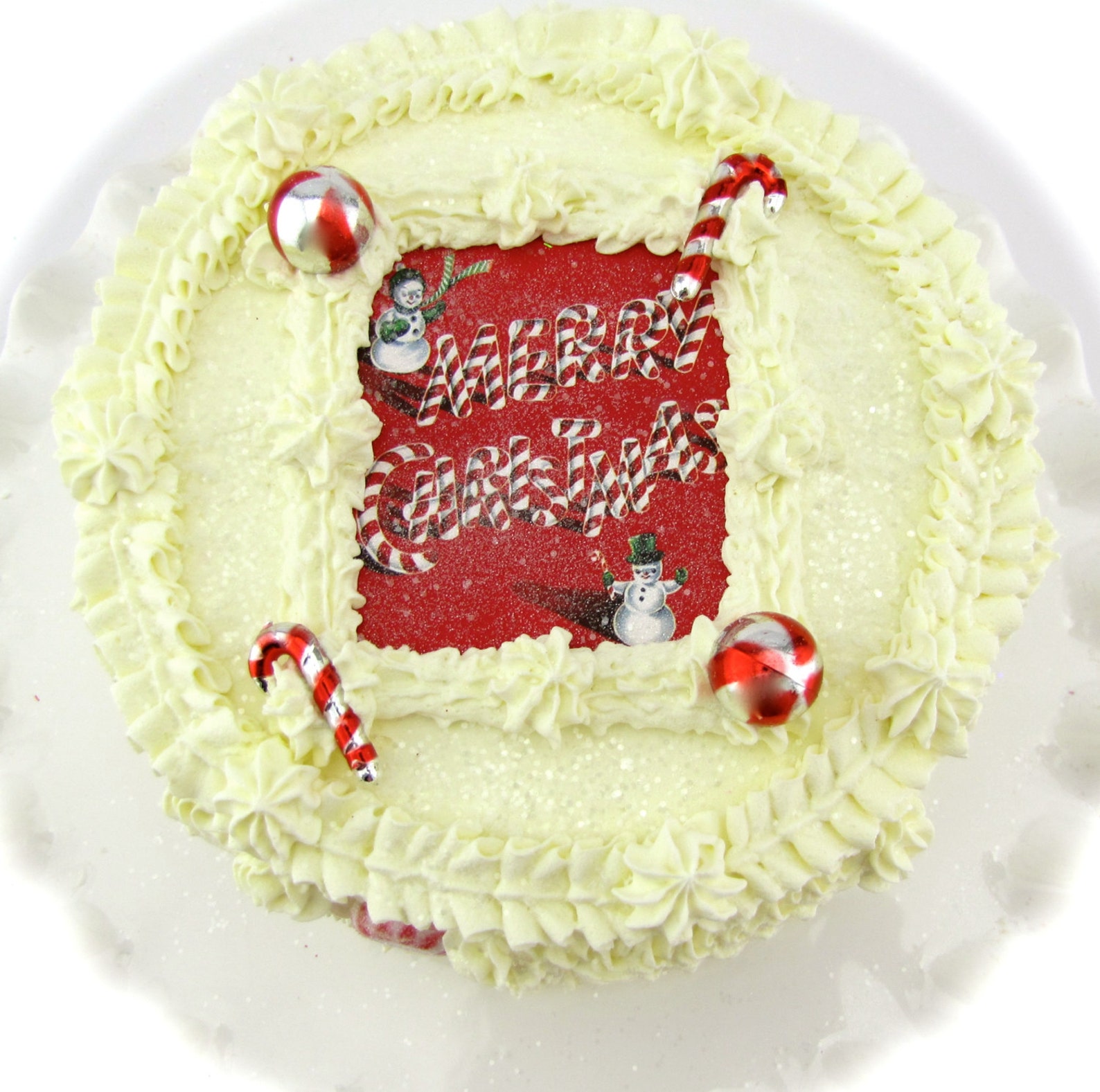 Vintage Christmas Card Fake Cake Decor. Sale Snowman Santa - Etsy