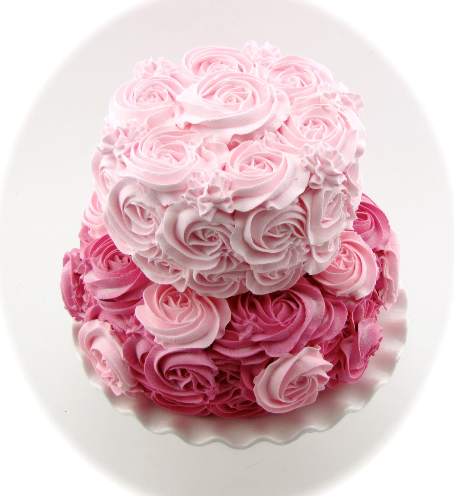 Pink & Hot Pink Rosette Fake Cake Stackable 2 Tier Cake Bottom Tier ...