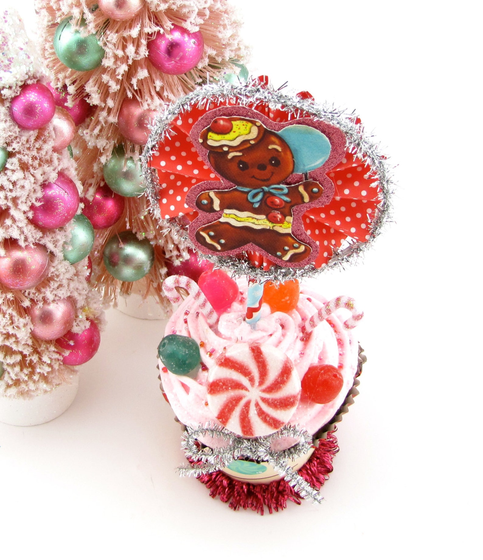 Gingerbread Man Fake Cupcake Christmas Decor Retro Gingerbread - Etsy