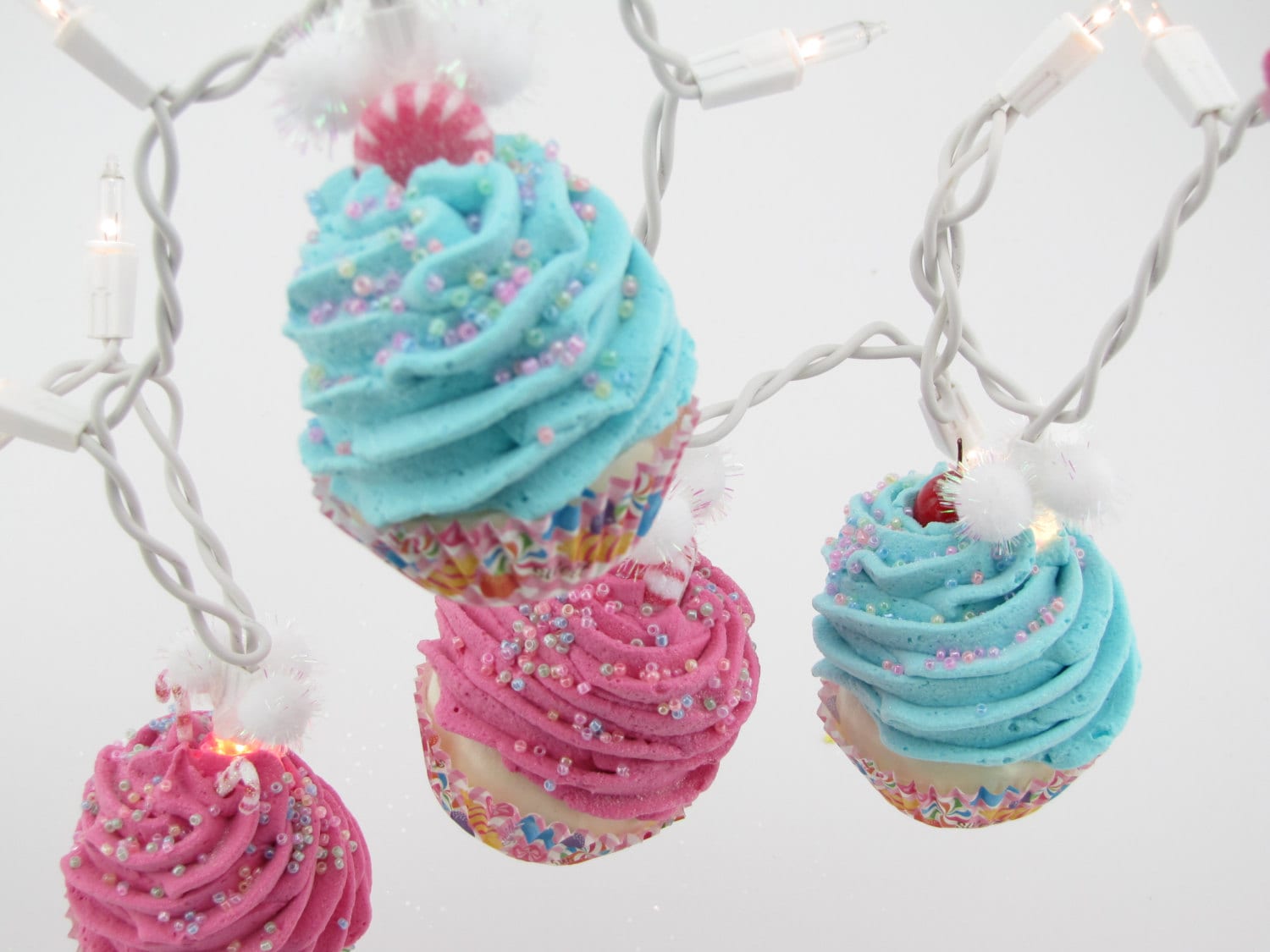 Candy Land Cupcake Lights String of Lights 10 Mini Cupcakes W/candy Fab ...