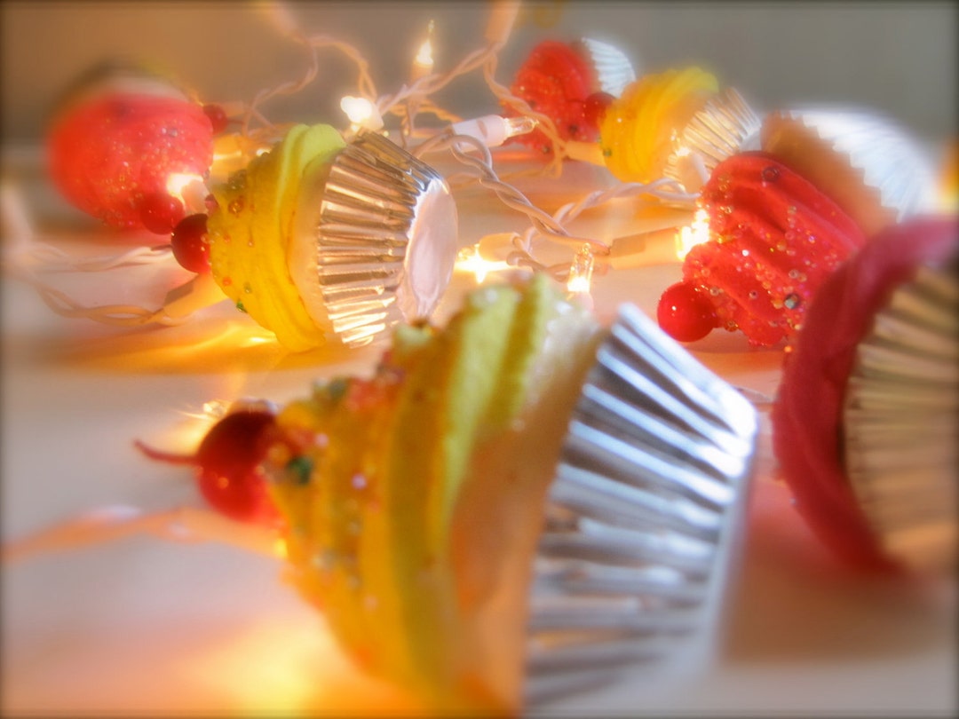 Fake Cupcake String of Lights Whimsical Wonderland Collection 12 Legs ...
