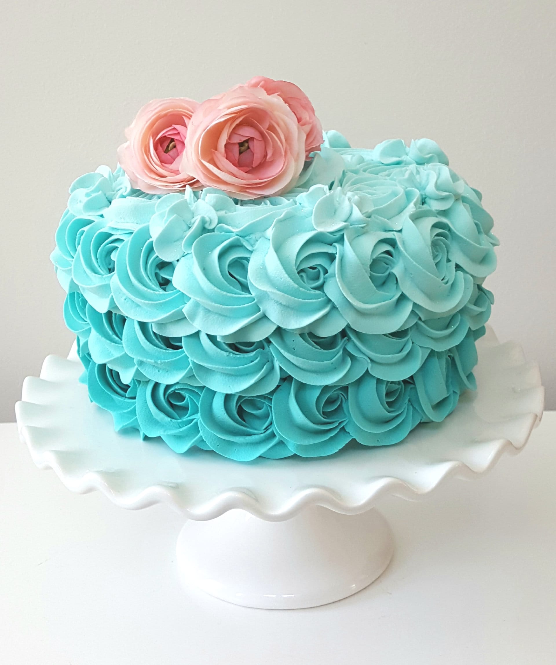 Fake Rosette Cake Ombre Cake Turquoise Robin Egg Icing. | Etsy