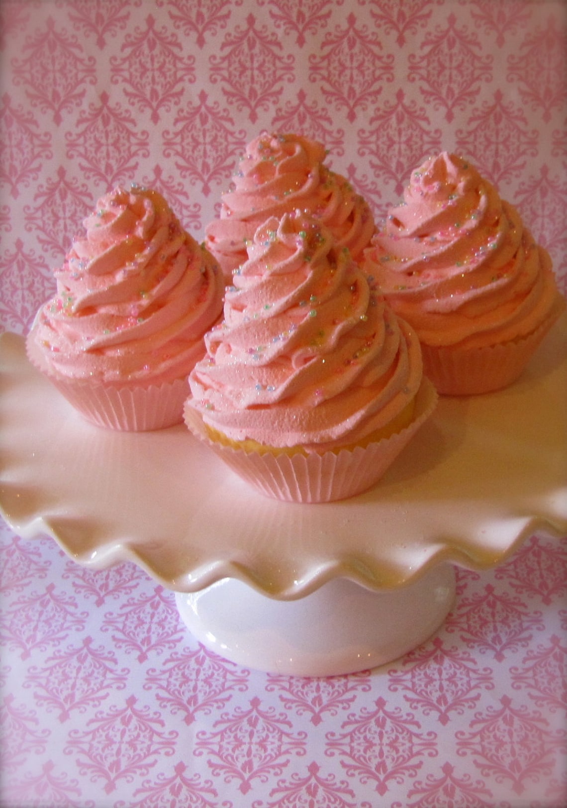 Fake Cupcakes Set 6 Pink Classic Swirl Cupcakes Can Add Hole - Etsy