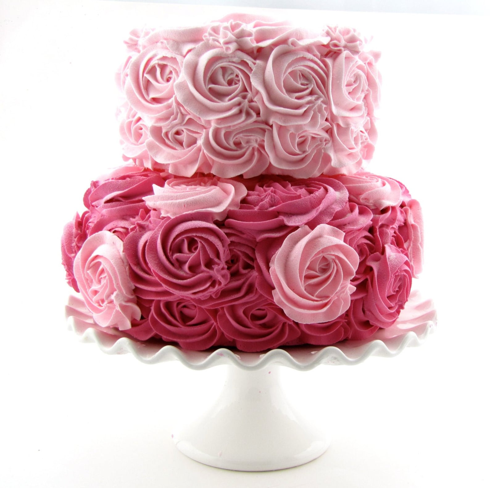 Pink & Hot Pink Rosette Fake Cake Stackable 2 Tier Cake Bottom Tier ...