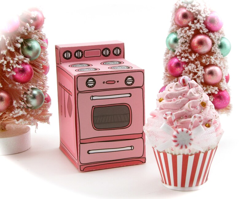 Peppermint Fake Cupcake and Pink Retro Oven Box Gift Set - Etsy