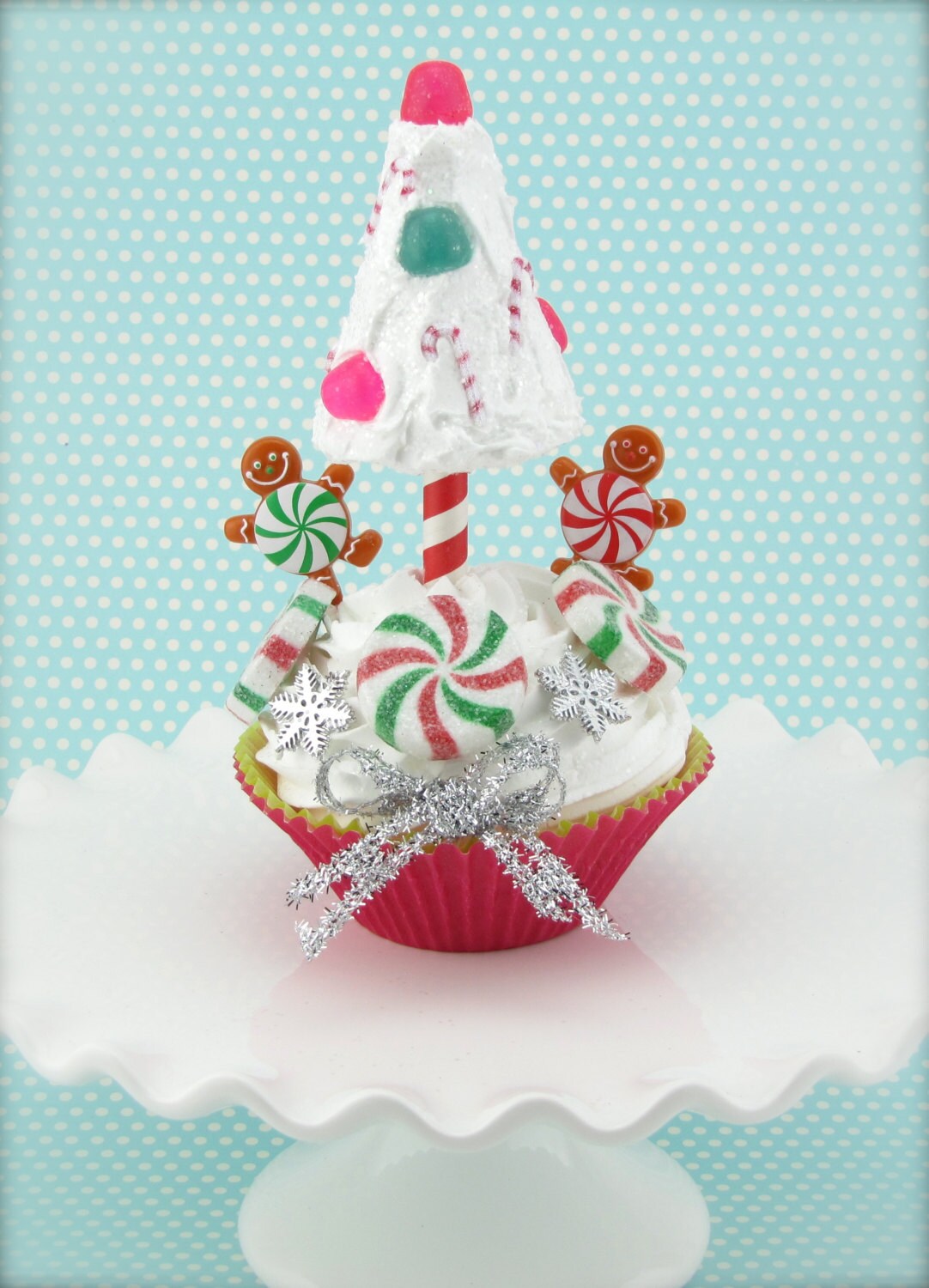 Gingerbread Man and Gumdrop Tree Jumbo Cupcake. Candyland - Etsy