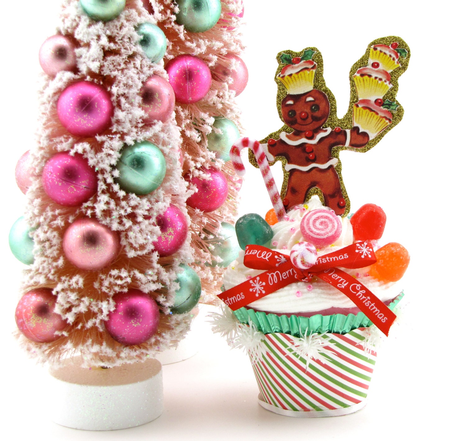 Gingerbread Man w/ Cupcakes Candy Canes & Gumdrops Fake | Etsy