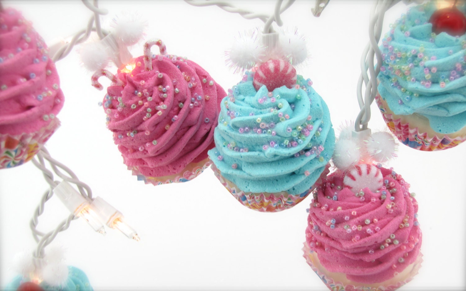 Candy Land Cupcake Lights String of Lights 10 Mini Cupcakes W/candy Fab ...