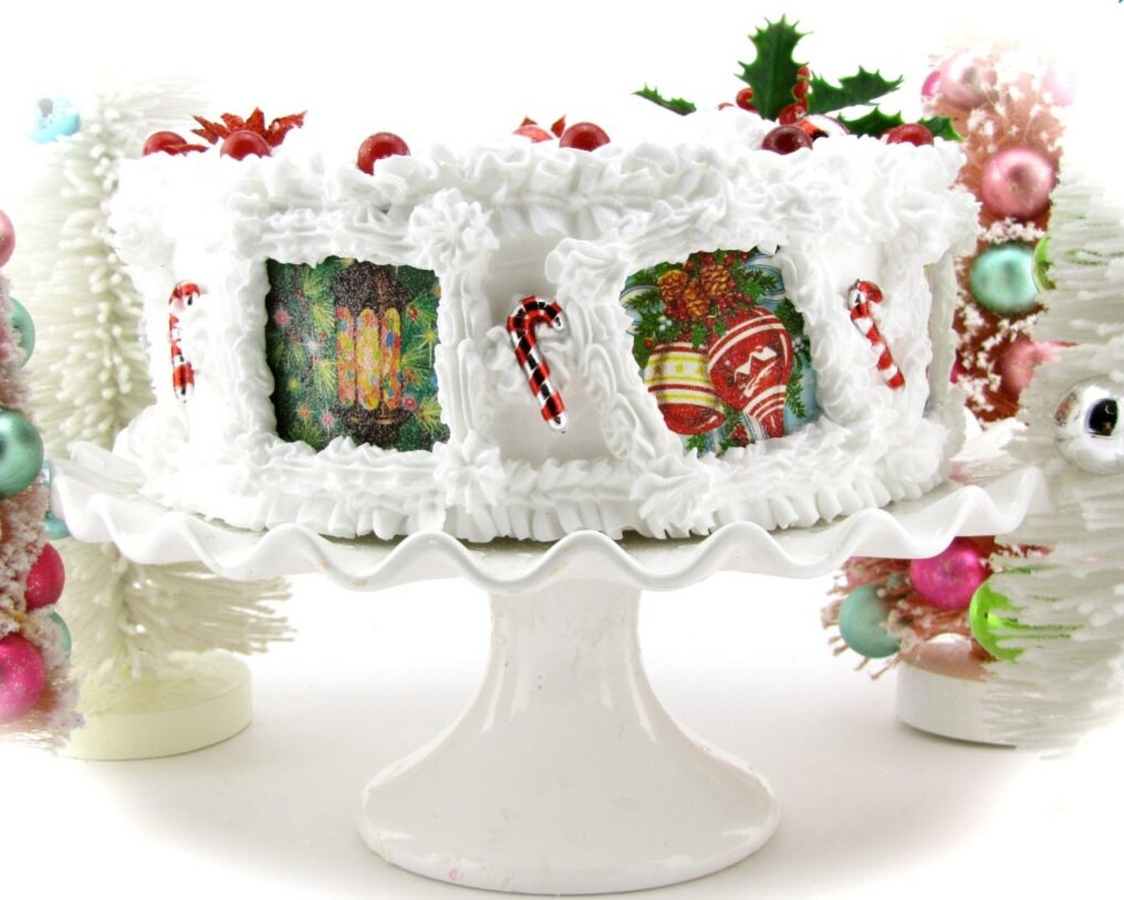 Retro Christmas Card Fake Cake With Reproduced Vintage Images - Etsy