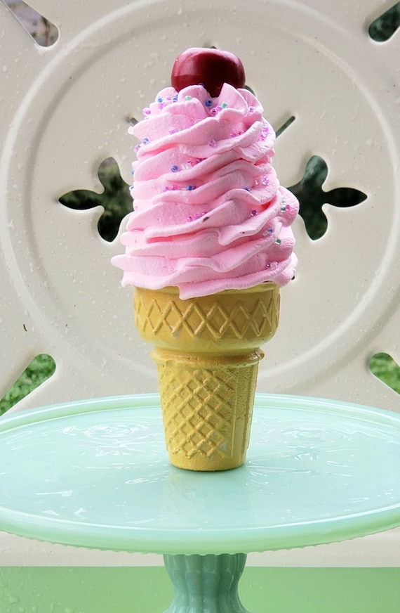 Fake Ice Cream Cone Prop Soft Serve Strawberry Cone with | Etsy