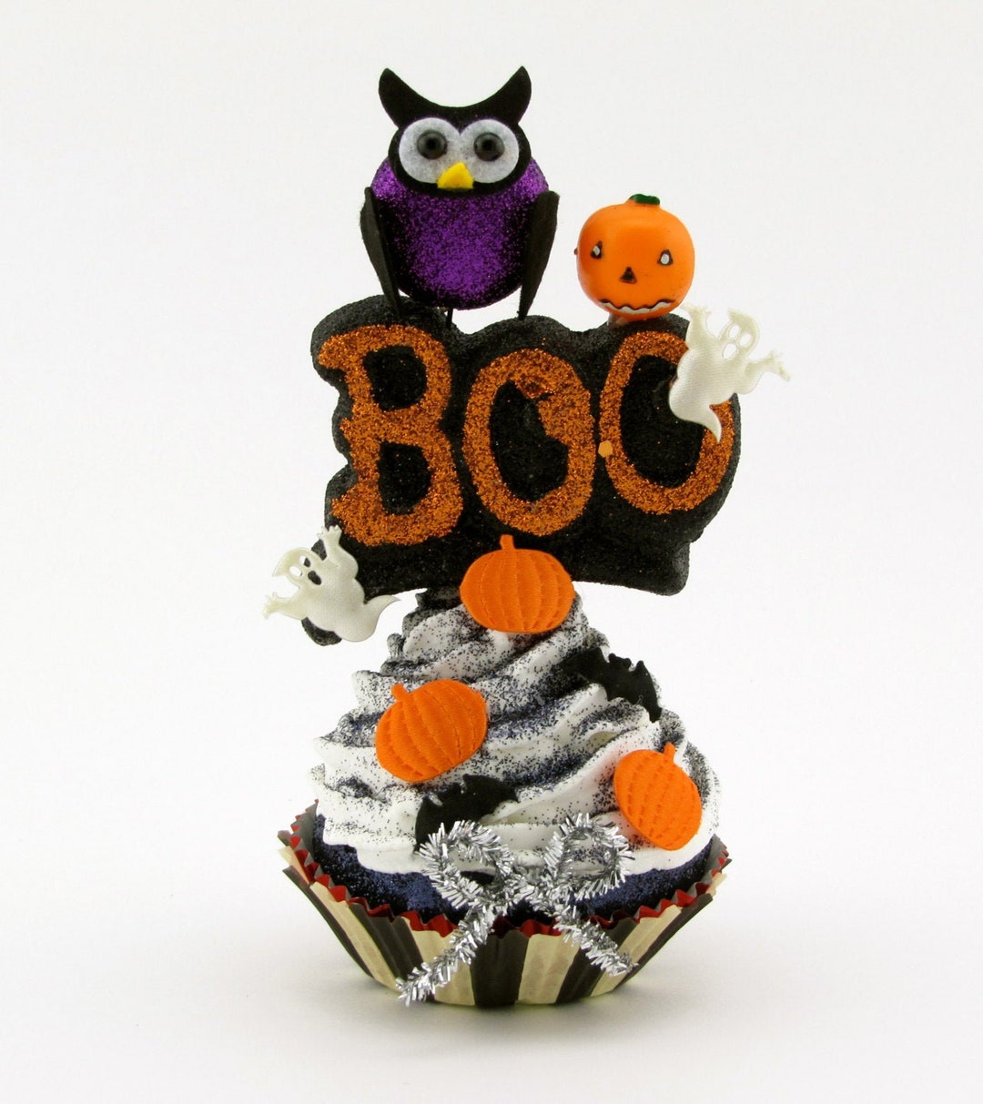 Bat Ghost and Pumpkin Boo Fake Cupcake SALE or Halloween Home Decor ...
