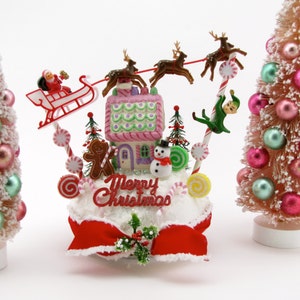 Santa & Reindeer Sleigh up on the Housetop Vintage Insp. Jumbo Fake ...