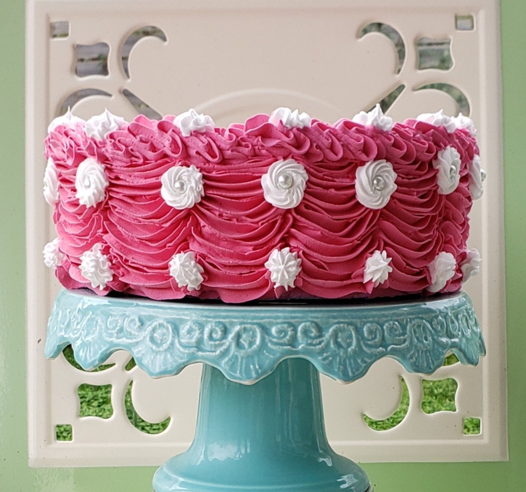 Vintage Fake Cake. Curtain Cake Design. Photo Prop. Hot Pink Frosting ...