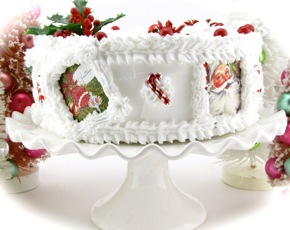 Retro Christmas Card Fake Cake With Reproduced Vintage Images - Etsy