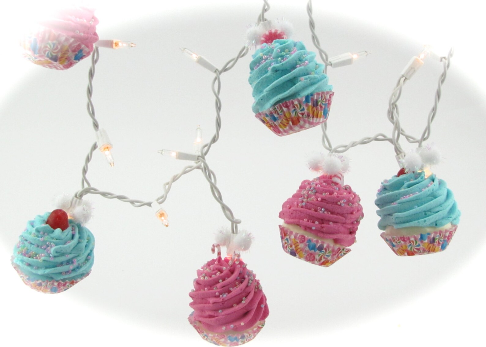 Candy Land Cupcake Lights String of Lights 10 Mini Cupcakes W/candy Fab ...