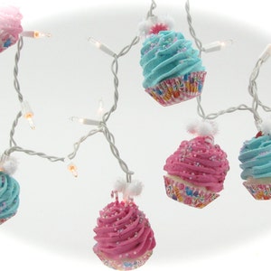 Candy Land Cupcake Lights String of Lights 10 Mini Cupcakes W/candy Fab ...