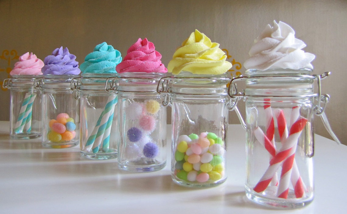 Fake Cupcake Candy Shoppe Classic Swirl Ed. Glass Jars Set 6 | Etsy