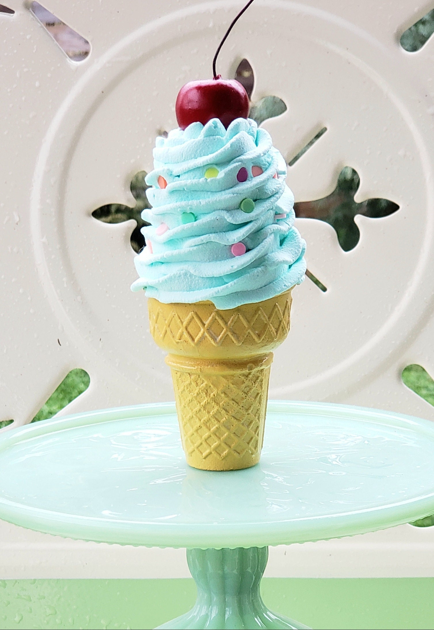 Fake Ice Cream Cone Prop. Soft Serve Cone with Cherry & | Etsy