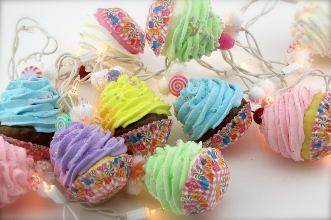 Candy Land Cupcake Lights String of Lights 10 Mini Cupcakes - Etsy