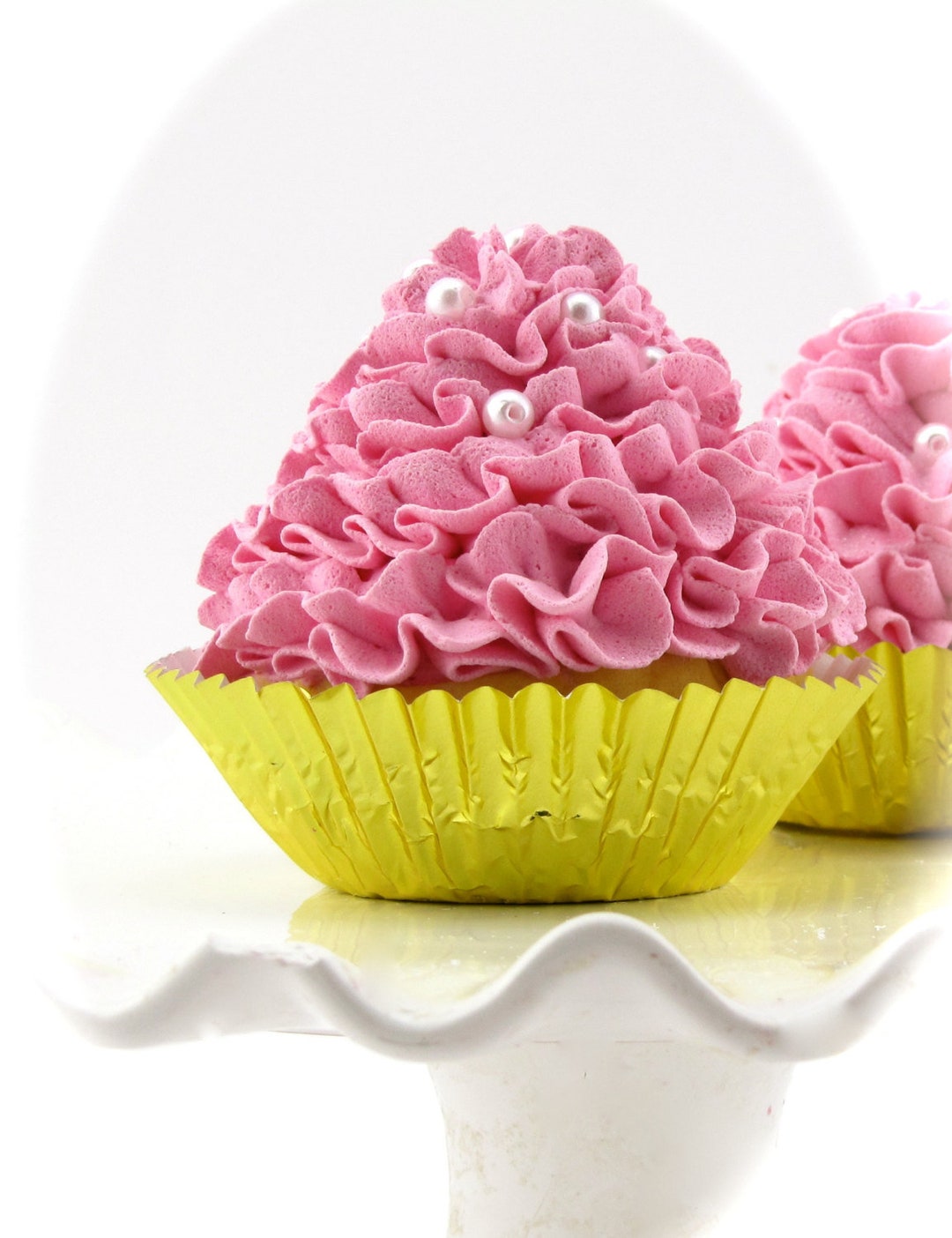 Fake Ruffle Cupcake sweet Ruffle Collection Pink Frosted Gold Metallic ...