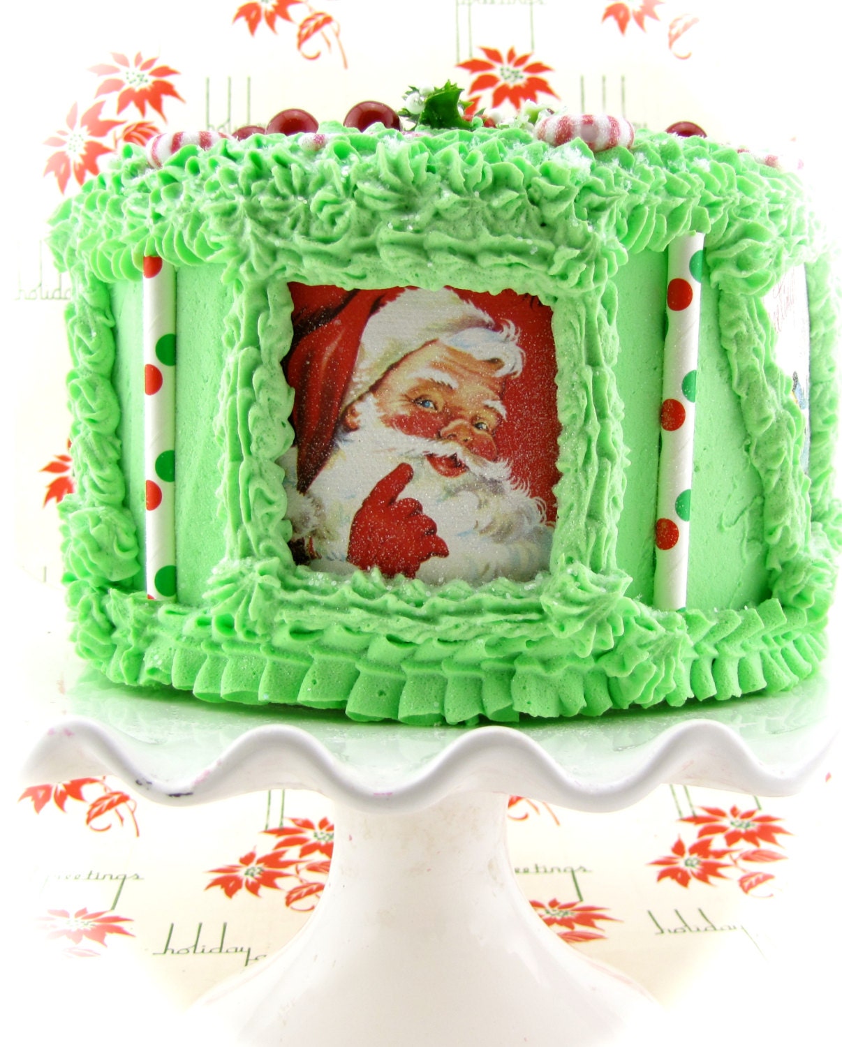 Vintage Christmas Card Fake Cake Decoration Sale Approx. | Etsy