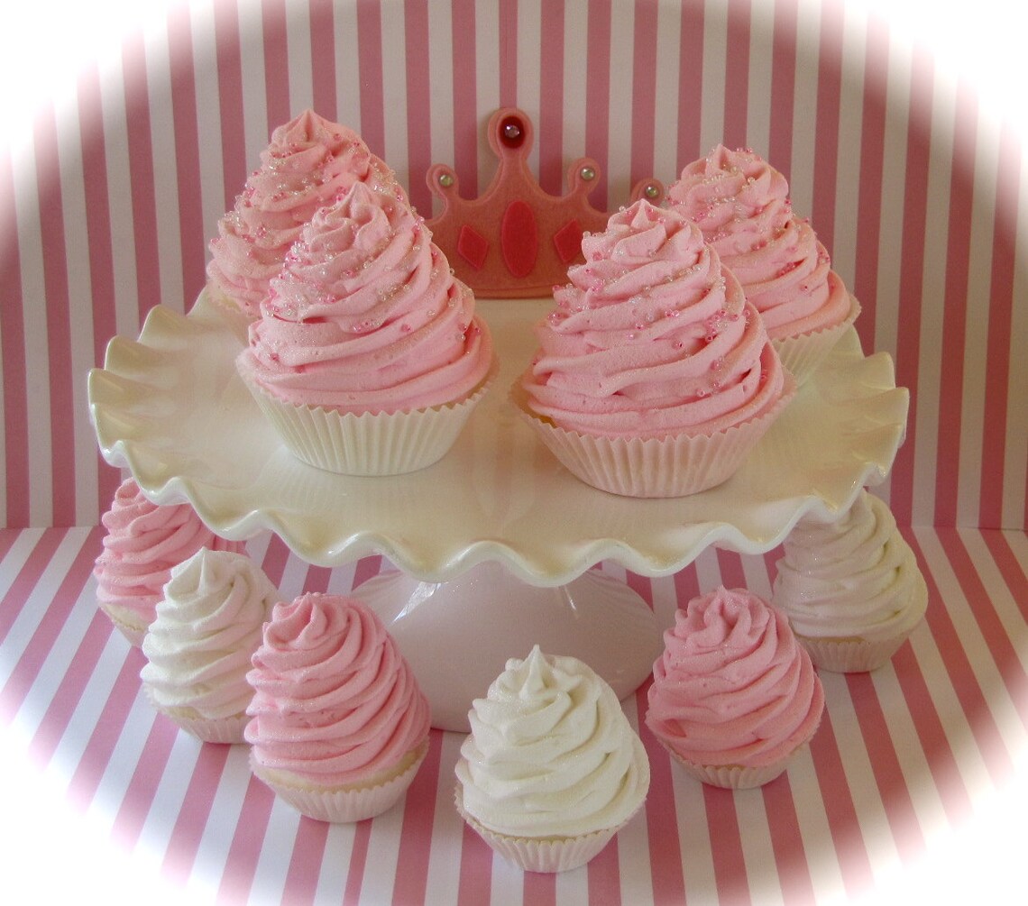 Fake Cupcakes pink & White Princess Cupcake | Etsy