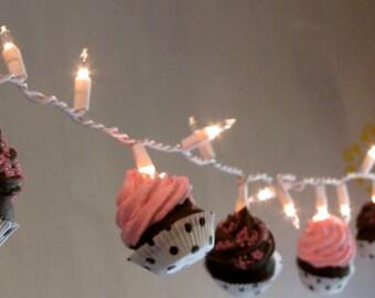 Fake Cupcake cupcake Lovers String Lights 10 Mini Asst. Cupcakes 12 ...