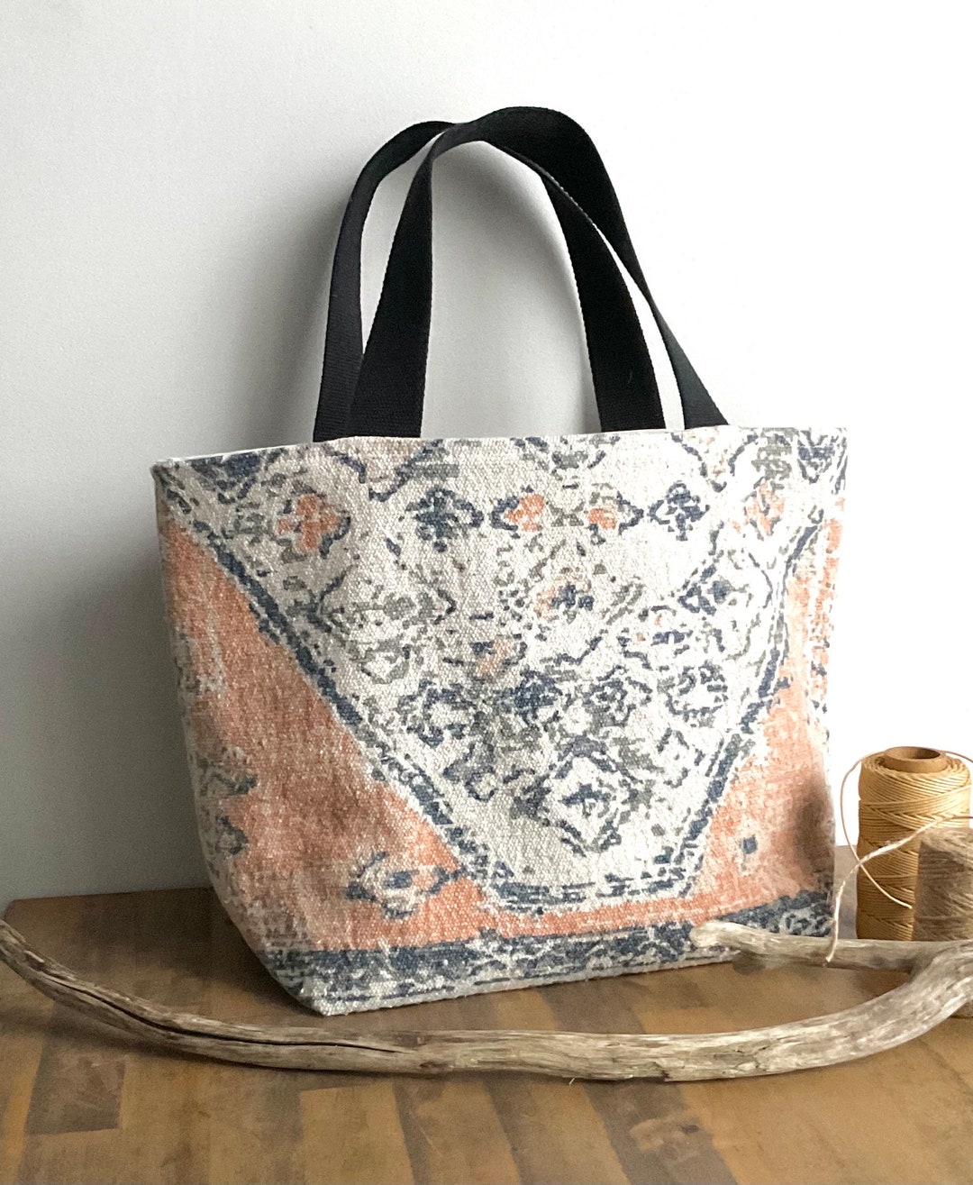 Carpet Bagger Tote Bag Woven Bag OOAK YOGA Gym Yarn - Etsy