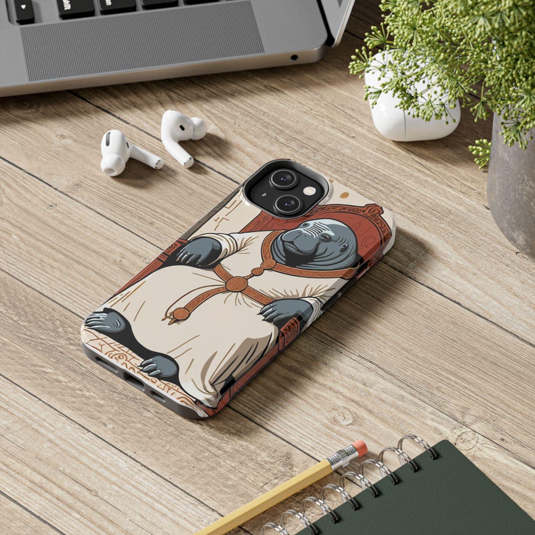 Manatee Lord Throne Sketch Phone Case Calm Woodcut Art Animal Phone ...