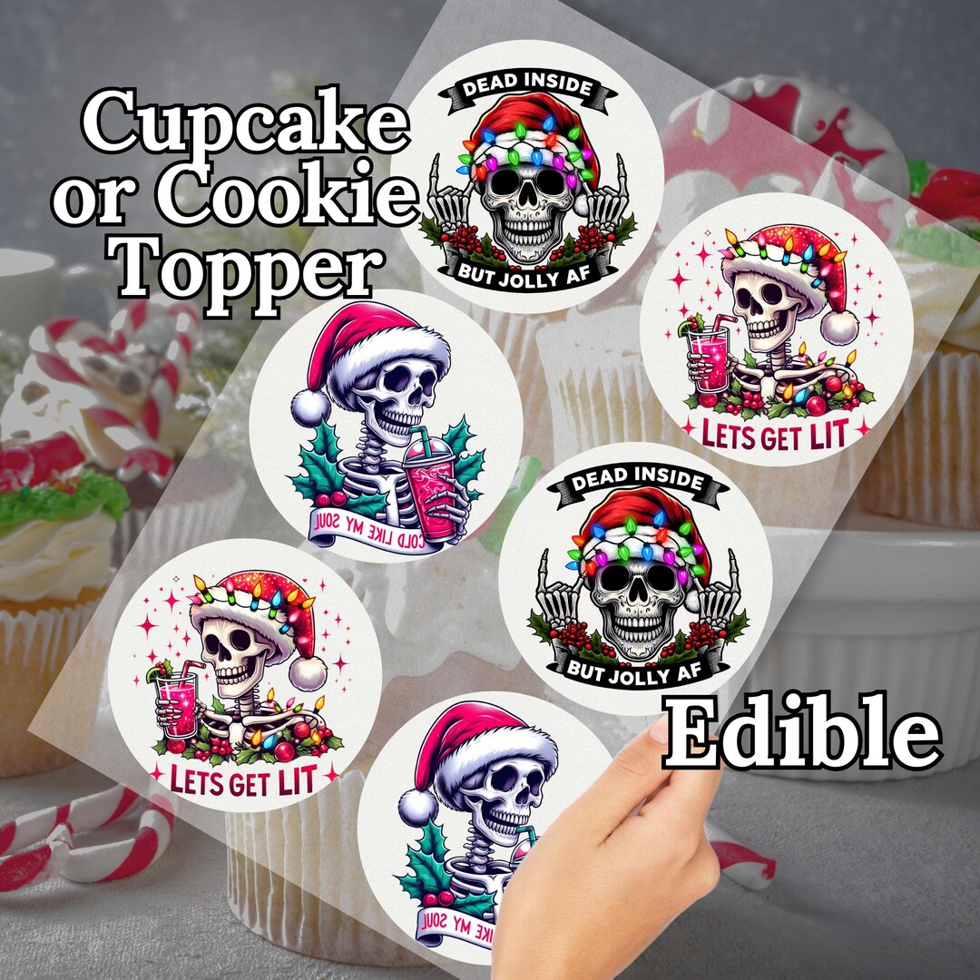 Circle Frosting Sheet Edible Cupcake or Cookie Topper Christmas Edible ...