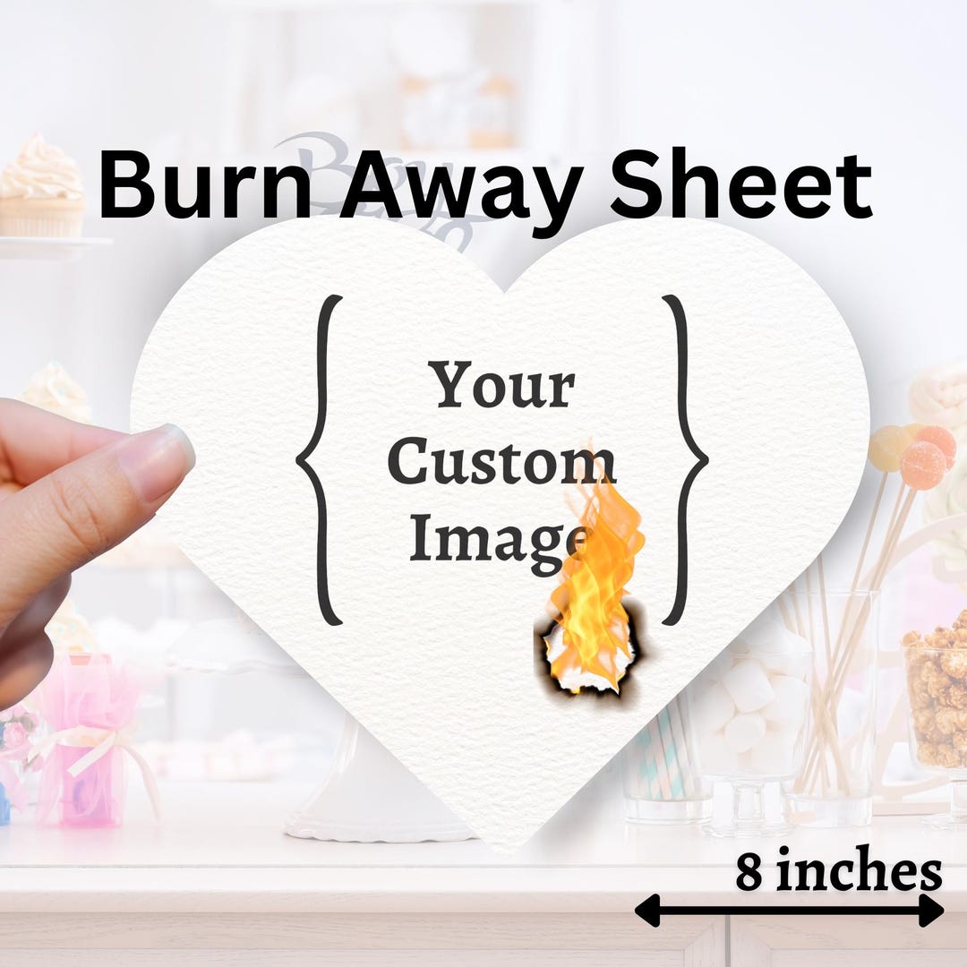 Custom Heart Shaped | BURN AWAY CAKE | Edible Wafer Paper | Cake Topper ...