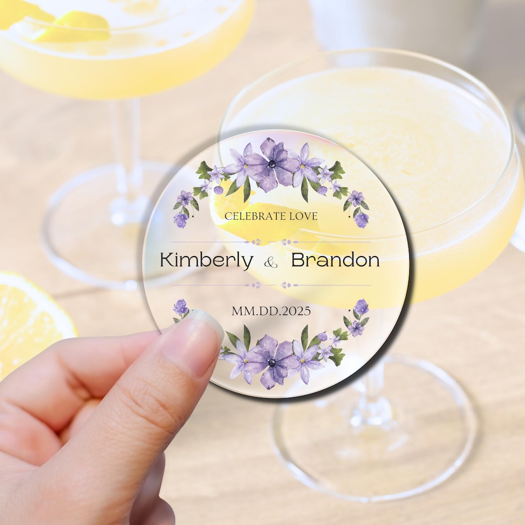 Custom Clear or Wafer Drink Topper | Wedding Monogram and Special ...