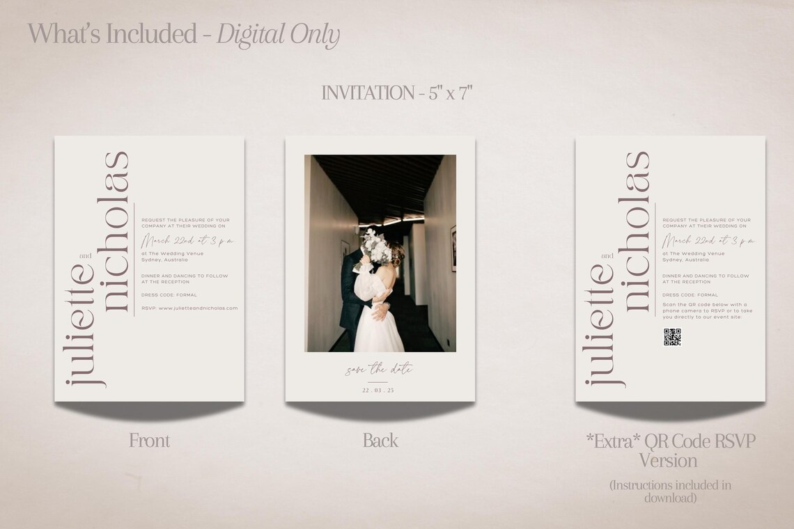 01 Aesthetic Wedding Invitation Template | Modern, Clean, Minimalistic ...