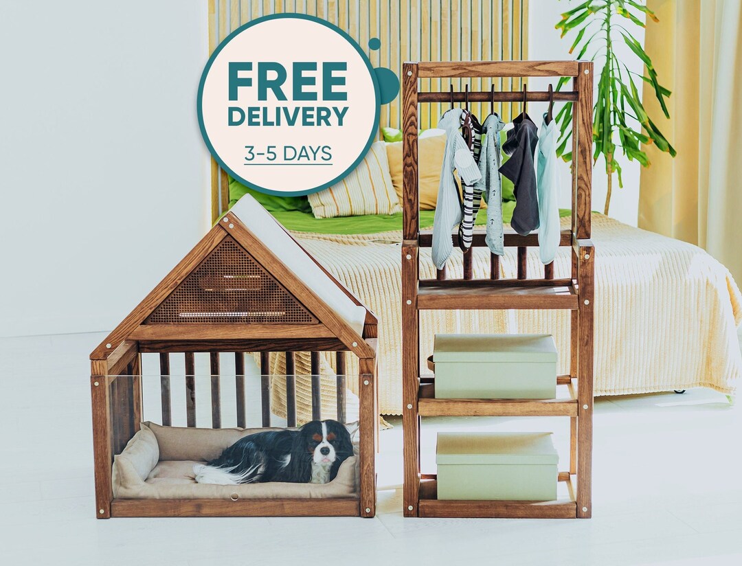 Dog House - Gifts for Pets Parents, Wooden Pet Furniture With Soft ...