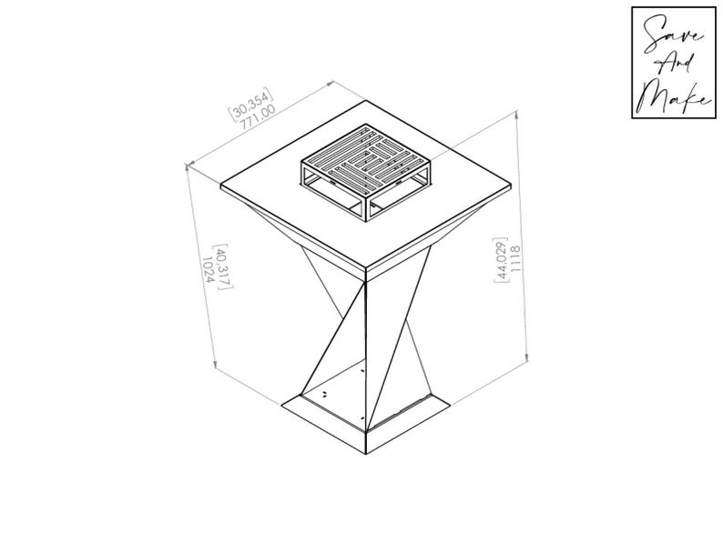 Square Fire Pit Files emberis DXF / Svg / Step / Manufacturing Plan ...