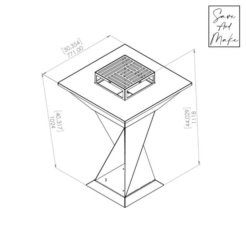 Square Fire Pit Files - "emberis" - DXF, Svg, .step, Manufacturing ...
