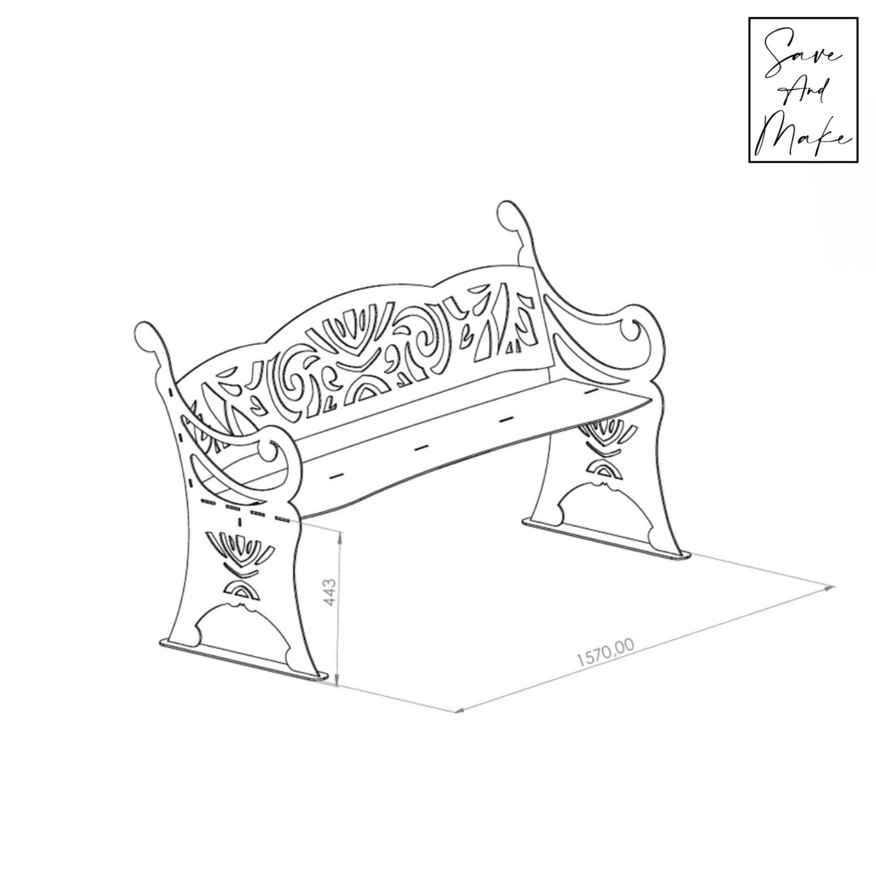 Park Bench Files - "harmonia" - DXF, Svg, .step, Manufacturing Plan ...