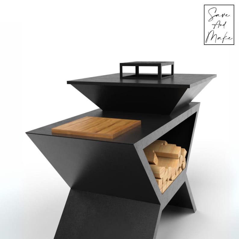 Square Fire Pit Files With Table - "pyra" - DXF, Svg, .step ...