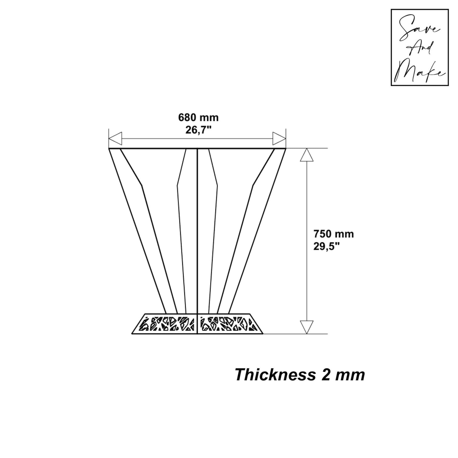 Metal Table Leg Files - "aeris" - DXF, Svg, .step, Manufacturing Plan ...