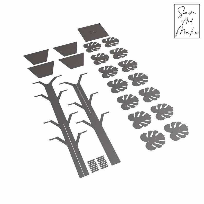 Steel Shelf Files - "monstera" - DXF, Svg, .step, Manufacturing Plan ...