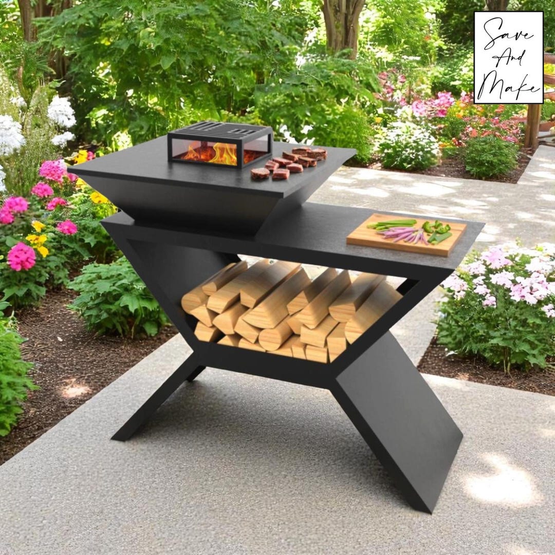 Square Fire Pit Files With Table - "pyra" - DXF, Svg, .step ...