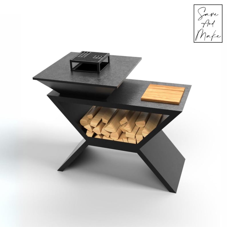 Square Fire Pit Files With Table - "pyra" - DXF, Svg, .step ...