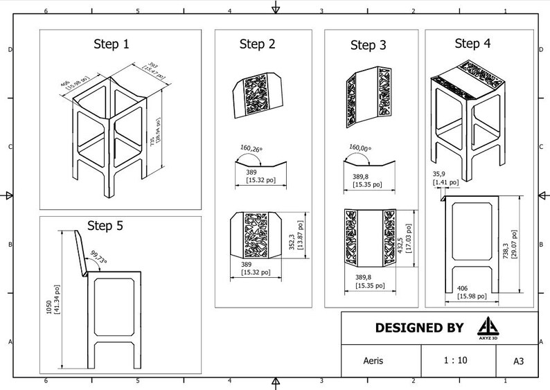 Metal Bar Chair Files - "aeris" - DXF, Svg, .step, Manufacturing Plan ...