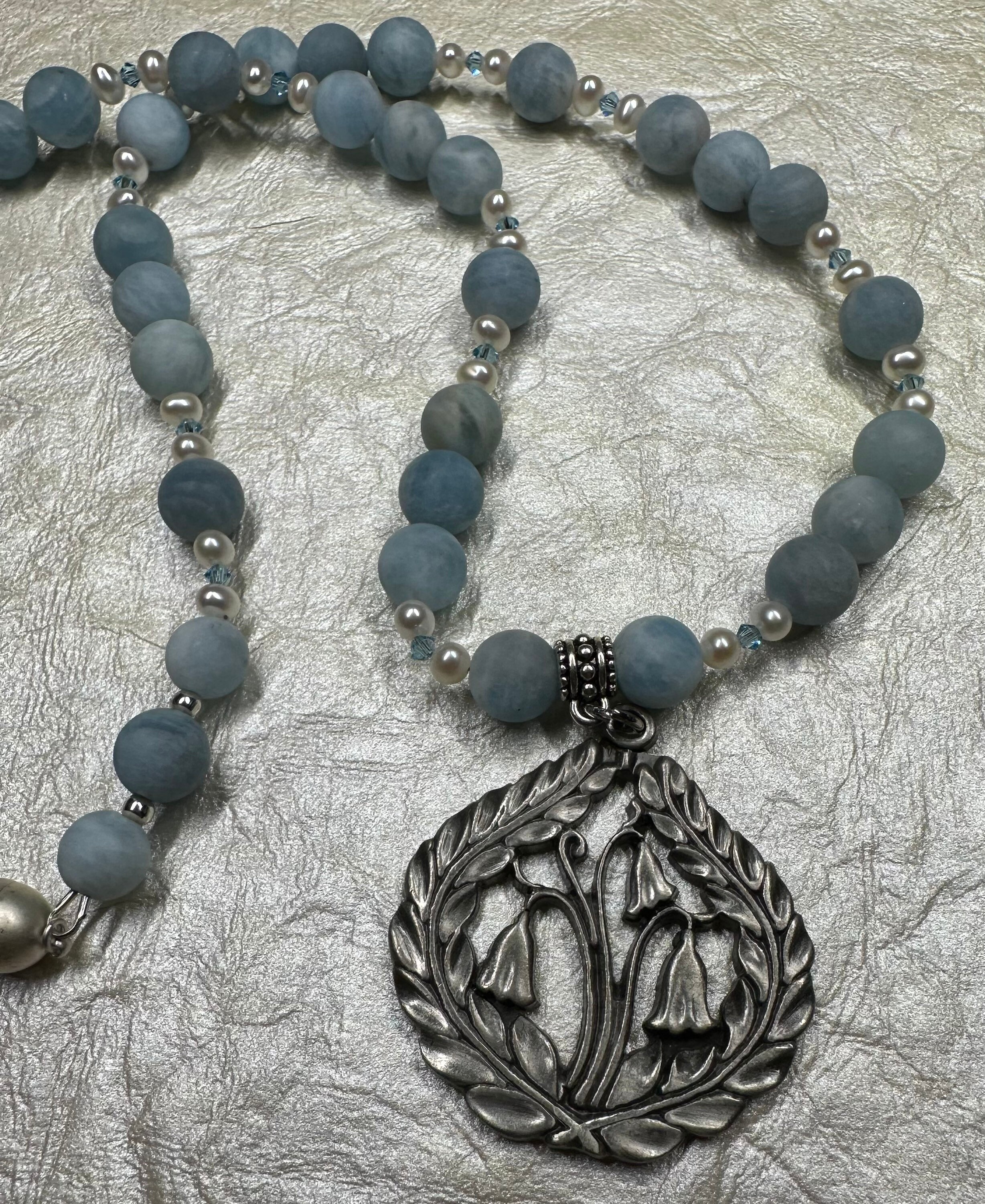 Linnea swedish National Flower in Pewter on a Necklace of Matte ...