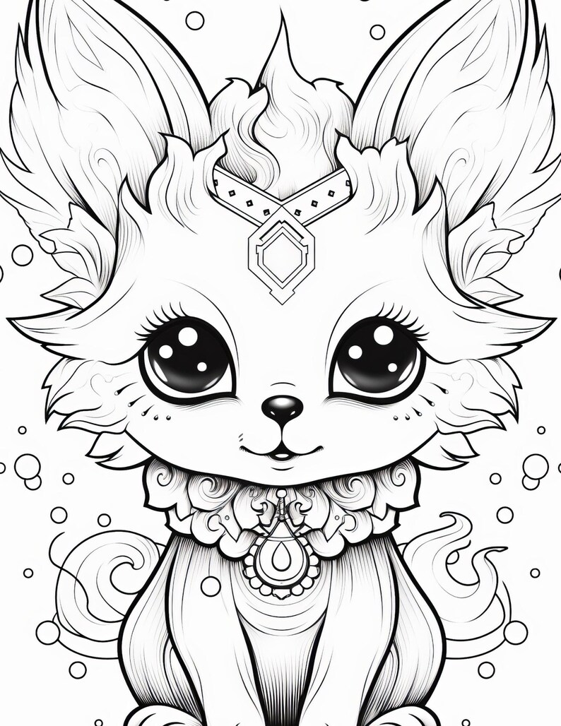 Kawaii Fantasy Coloring Book for Kids & Adults Printable Cute Fantasy ...