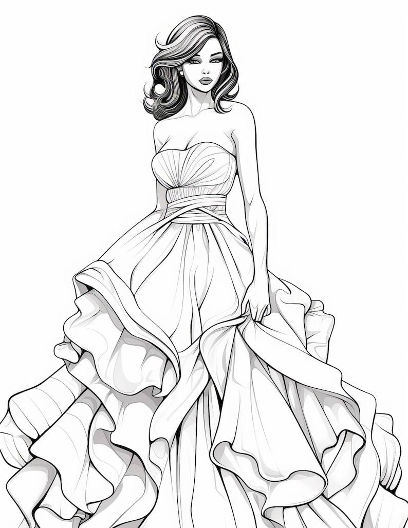 Mix-n-max Dresses Coloring Book Printable Fashion-themed Coloring Pages ...