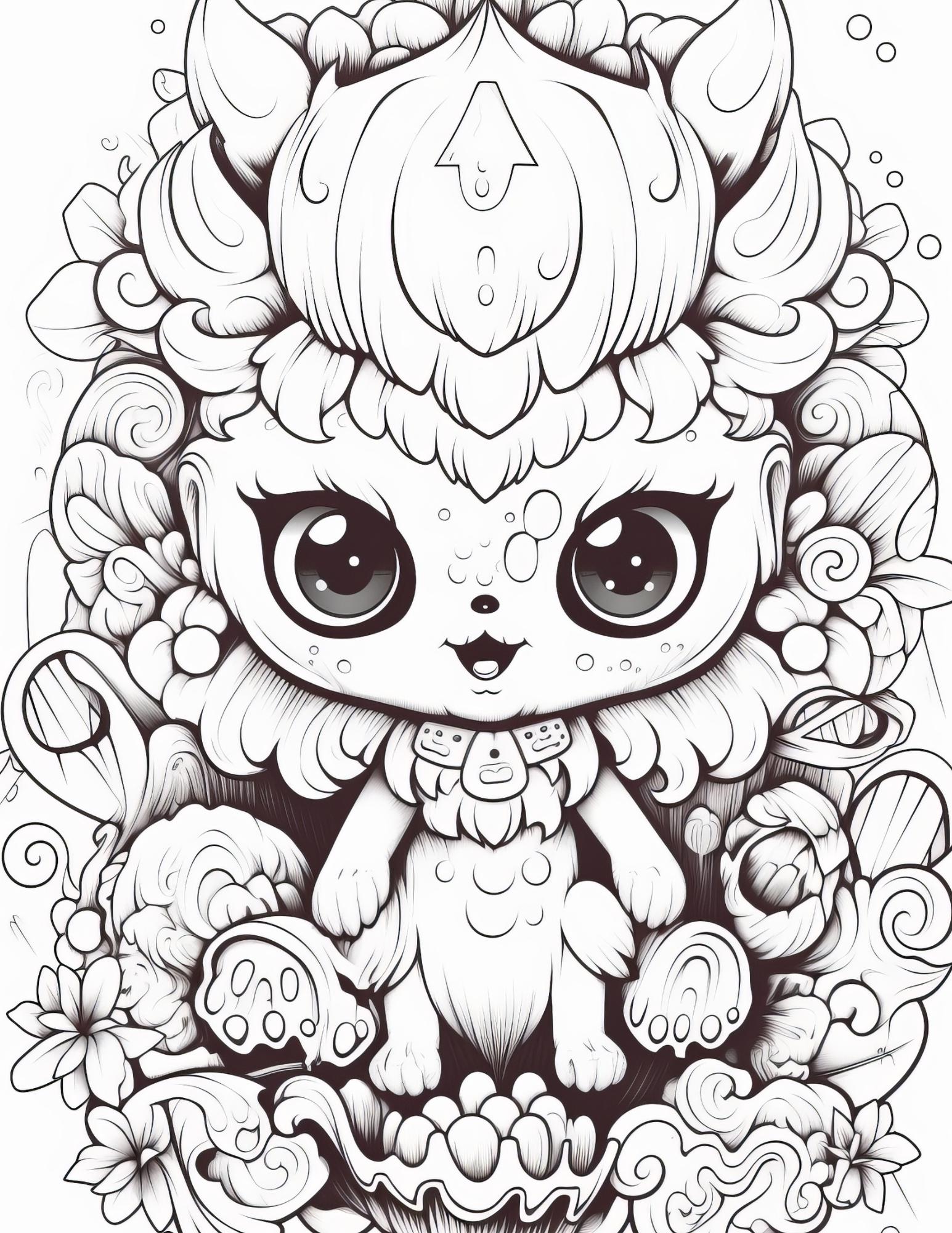 Kawaii Fantasy Coloring Book for Kids & Adults Printable Cute Fantasy ...