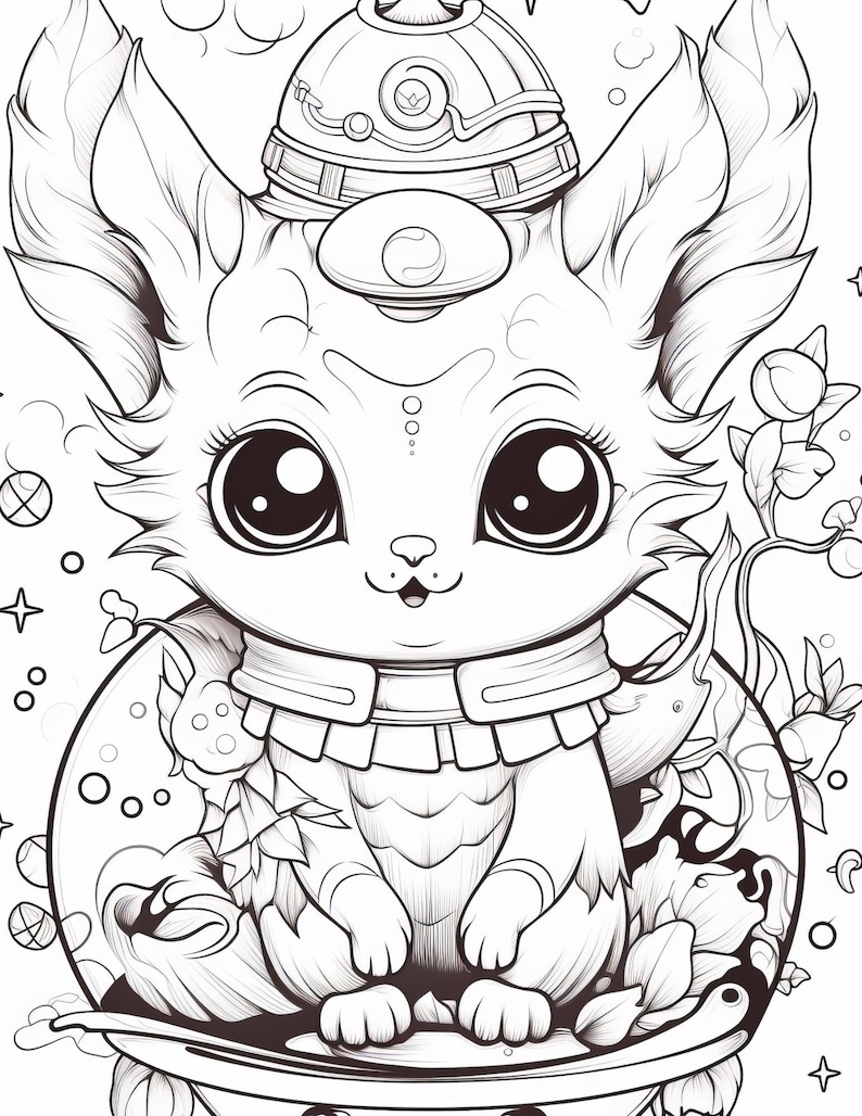 Kawaii Fantasy Coloring Book for Kids & Adults Printable Cute Fantasy ...